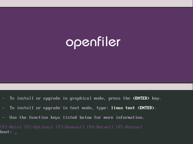 Graphical Installation | Openfiler