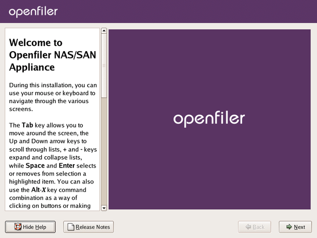 Graphical Installation | Openfiler