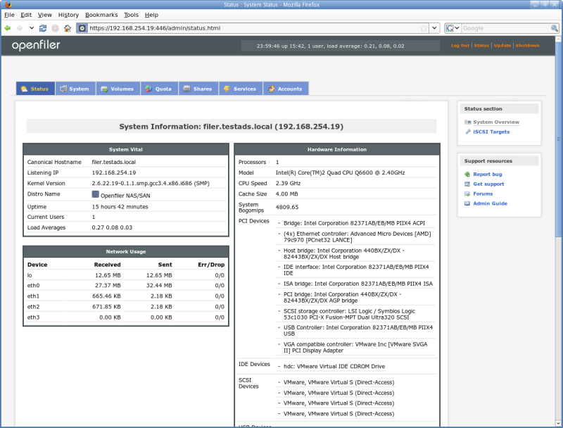 Screenshot | Openfiler